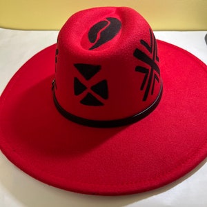 Red Wide Brim Fedora/red Fedora and Scarf/ Adrinka Red Fedora/men Red ...