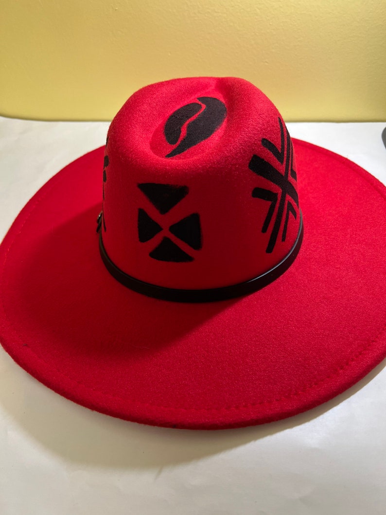 Red Wide Brim Fedora/red Fedora and Scarf/ Adrinka Red - Etsy