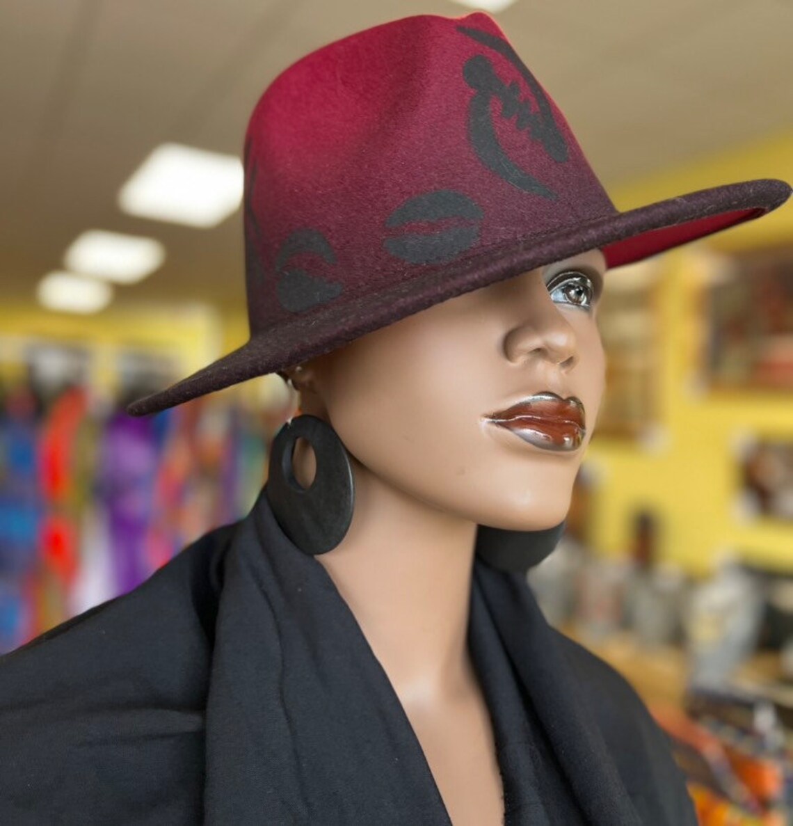 African Burdgend and Red Fedora, Fedora Hat, Ethnic Fedora, Unisex ...
