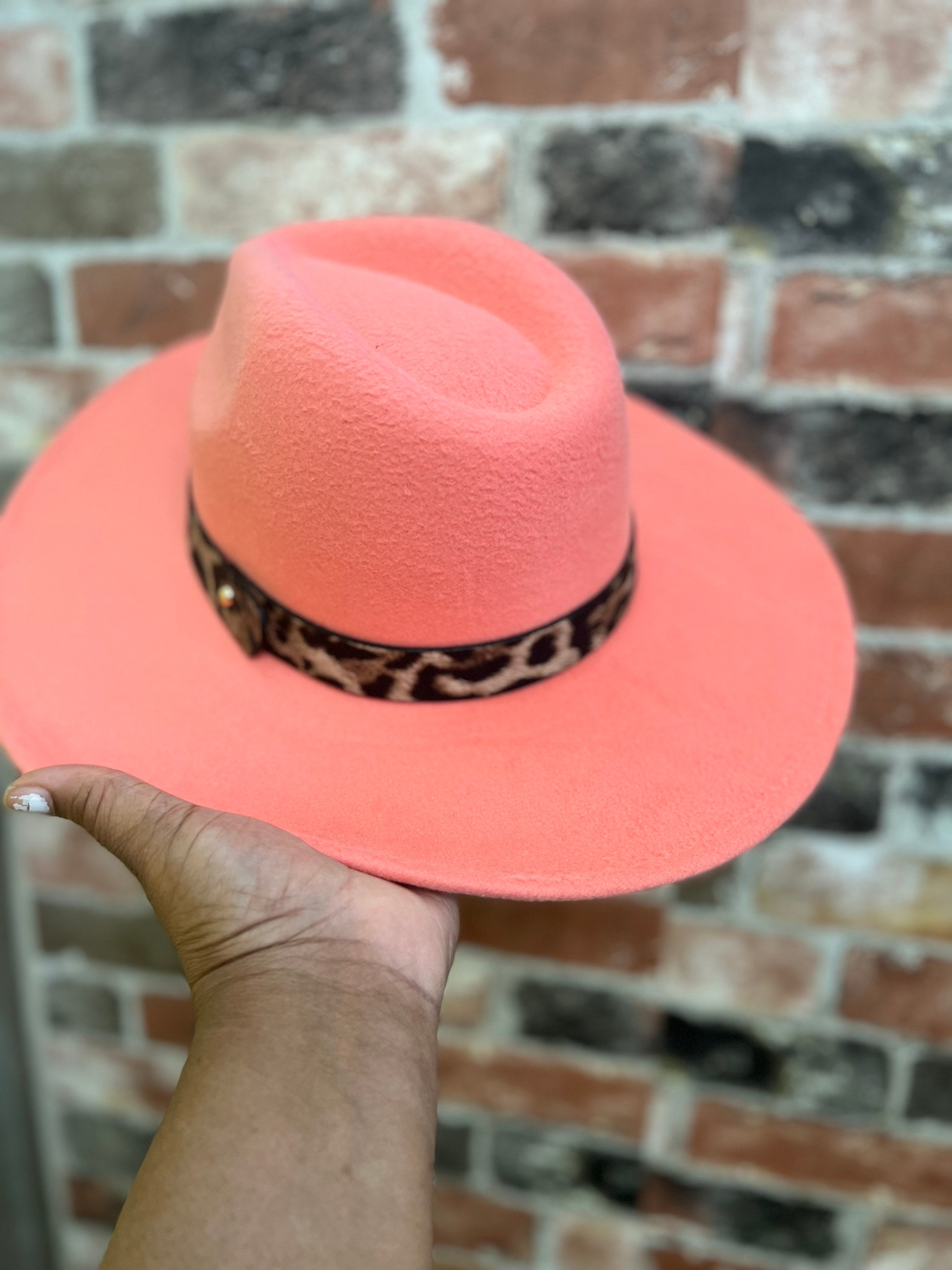 Peach Wide Brim Fedora / Peach Winter Fedora / Wide Brim Formal Hat ...