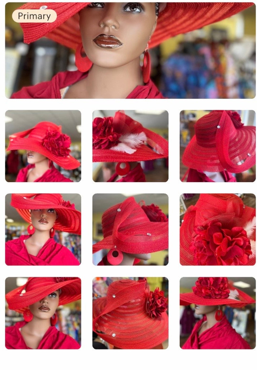 Red Church Hat /redsummer Hat/ Red Dress Hat/bridal Hat/tea Hat/african ...