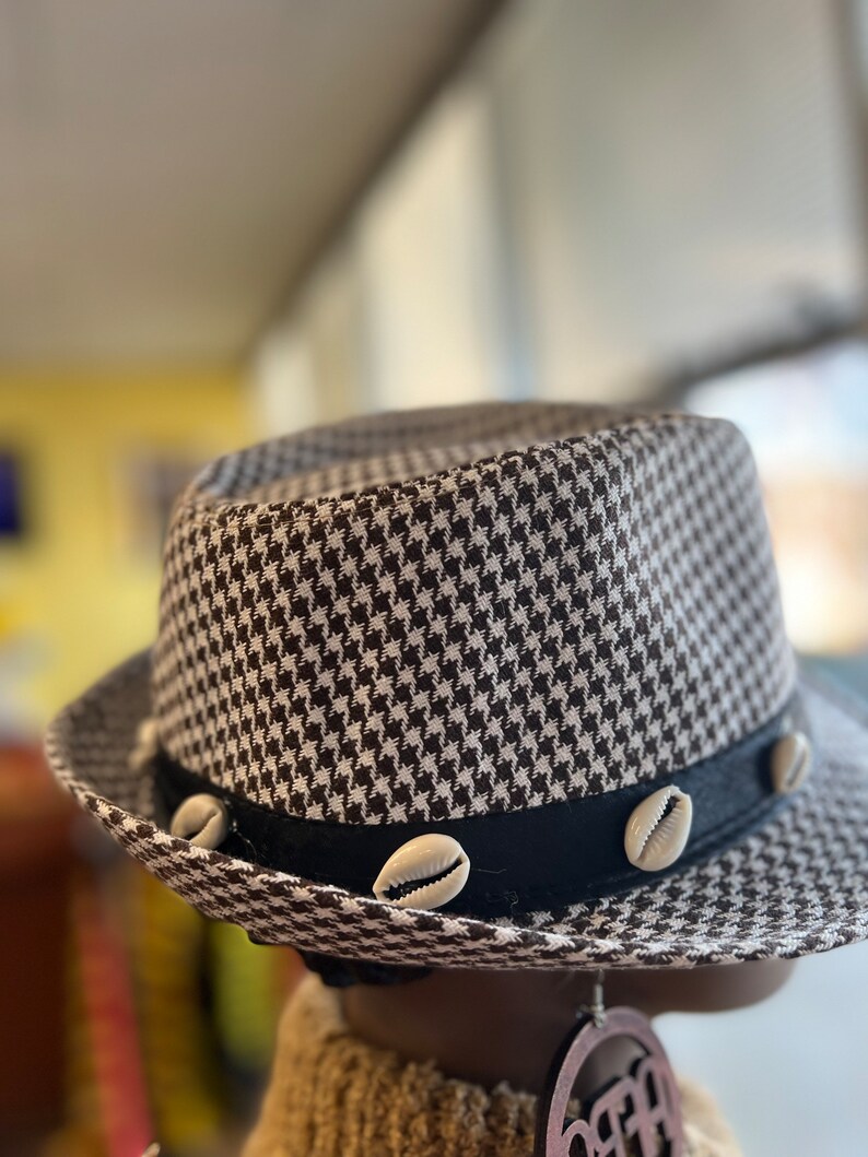 Black Brown and White Fedora/cowrie Shell Fedora/unisex Fedora/mens Hat ...