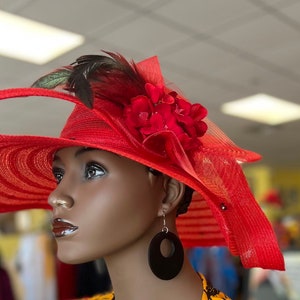 Red Church Hat /redsummer Hat/ Red Dress Hat/bridal Hat/tea Hat/african ...