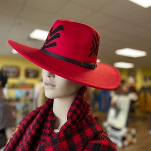 Red Wide Brim Fedora/red Fedora and Scarf/ Adrinka Red Fedora/men Red ...