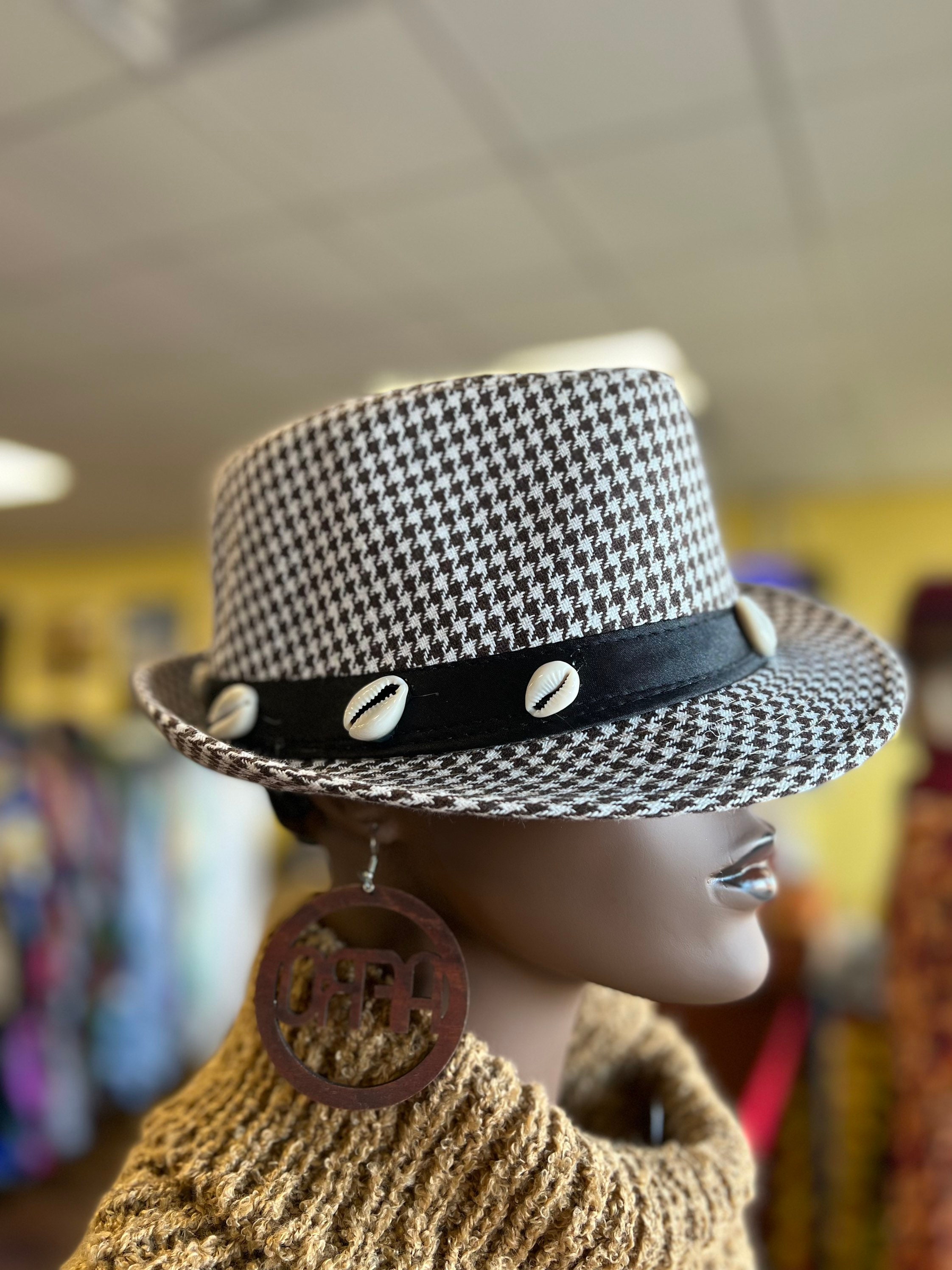 Black Brown and White Fedora/cowrie Shell Fedora/unisex Fedora/mens Hat ...