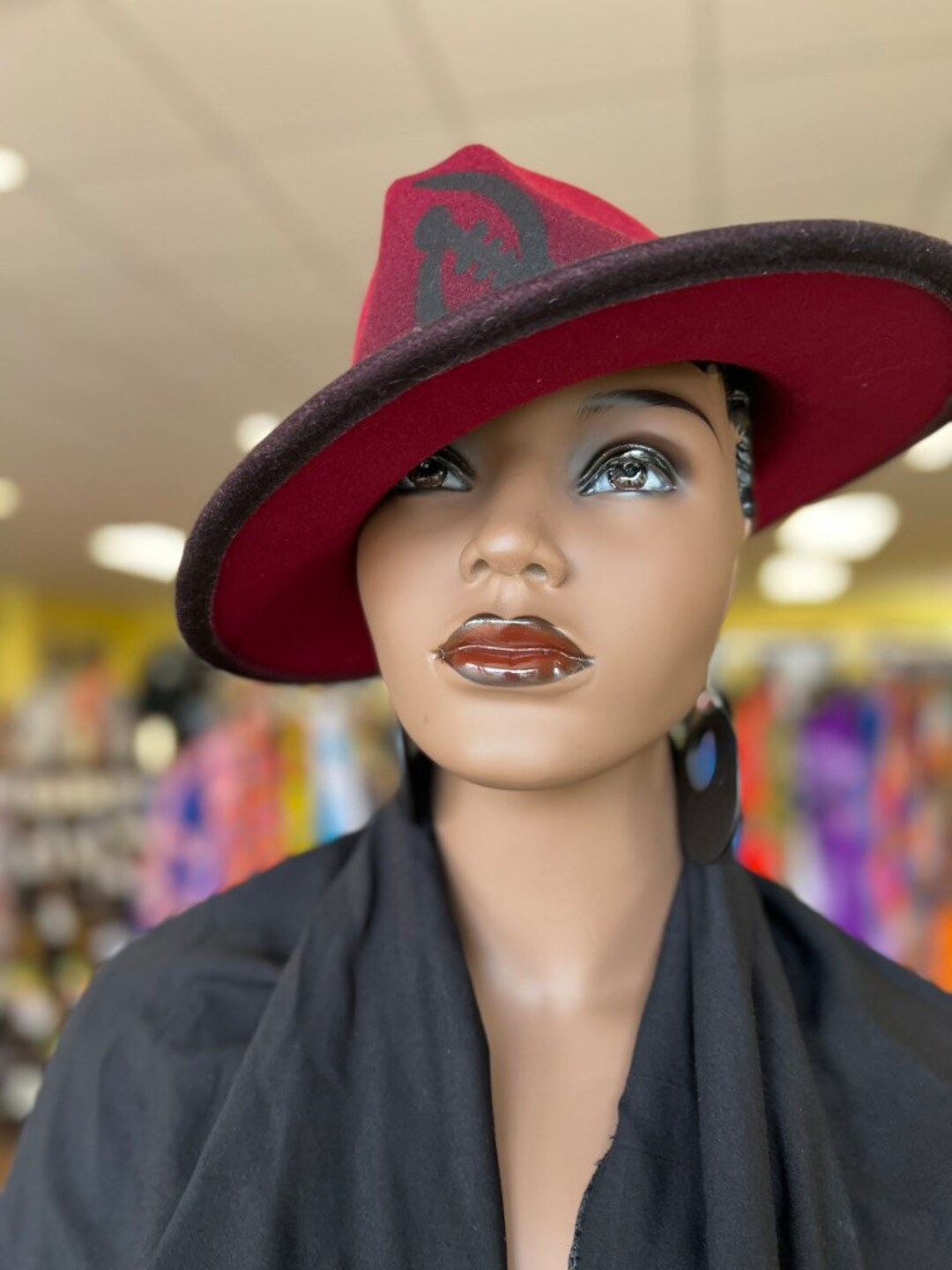 African Burdgend and Red Fedora, Fedora Hat, Ethnic Fedora, Unisex ...