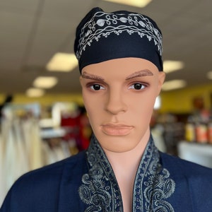 Blue and White Kufi Hat, African Hat, Unisex African Hat, Ethnic Hat ...