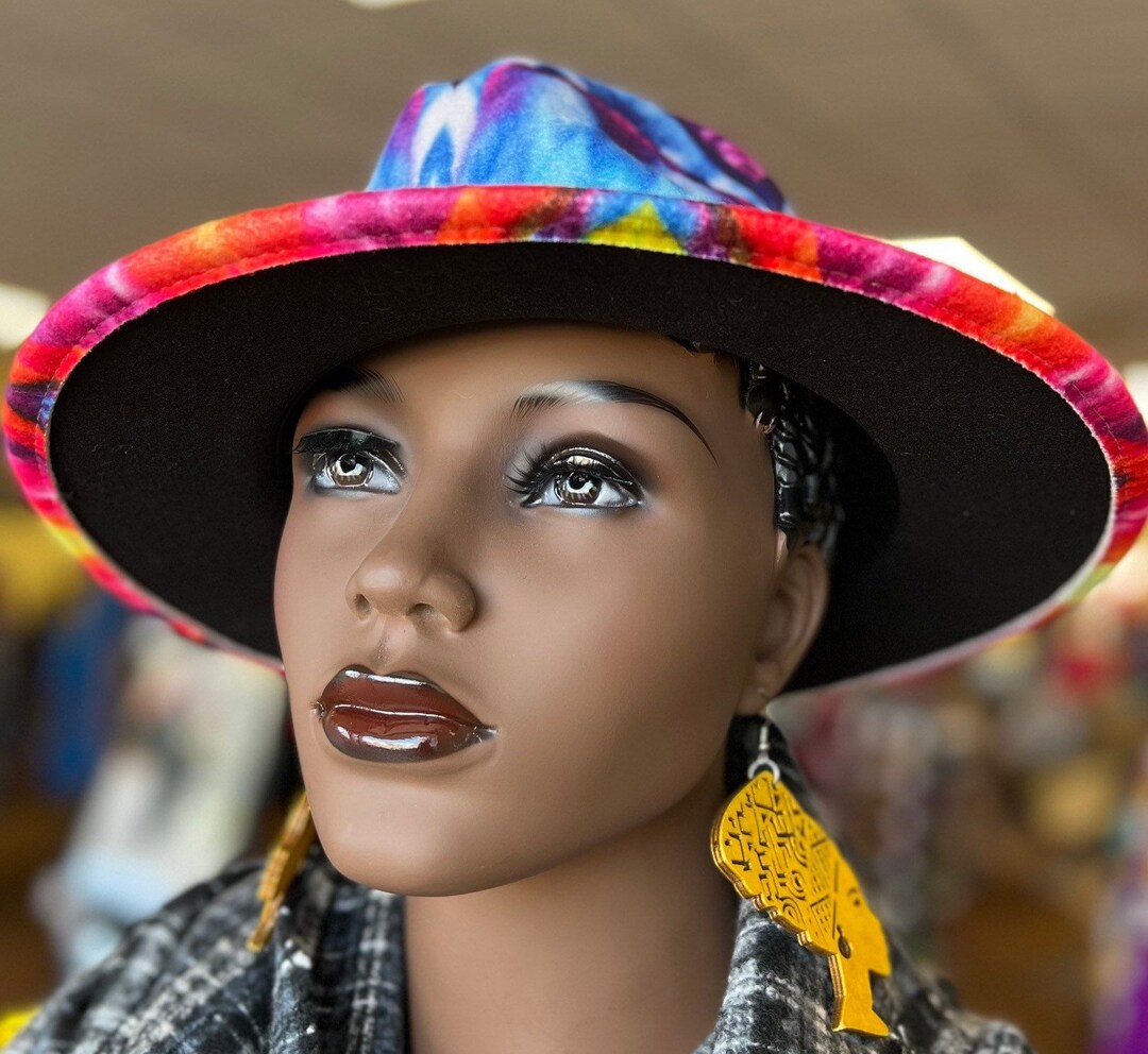 Rainbow Tie Dye Fedora/wide Brim Fedora/multiple Color Fedora/designer ...