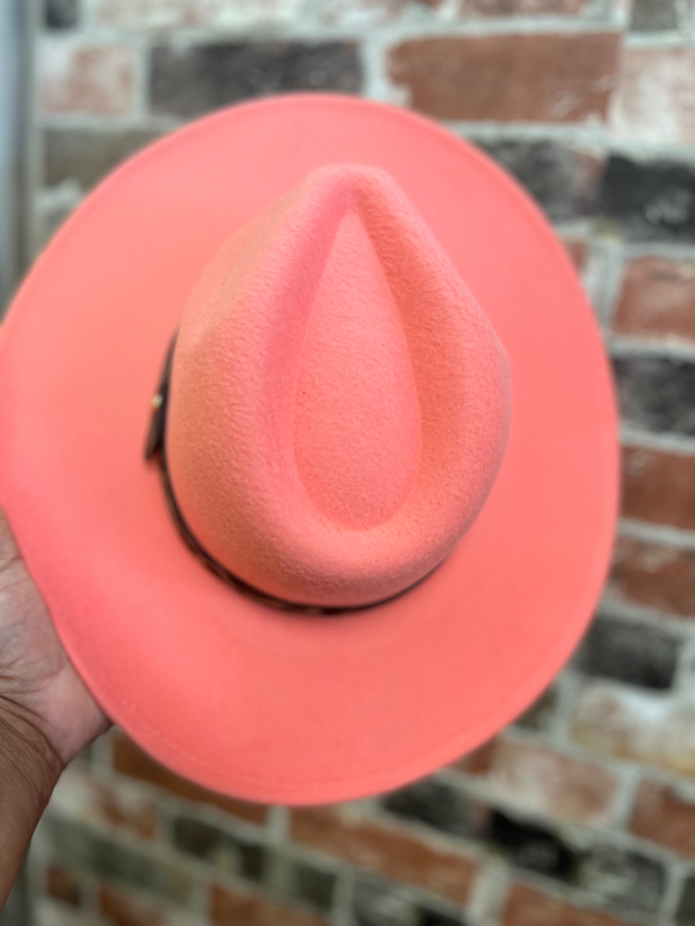 Peach Wide Brim Fedora / Peach Winter Fedora / Wide Brim Formal Hat ...