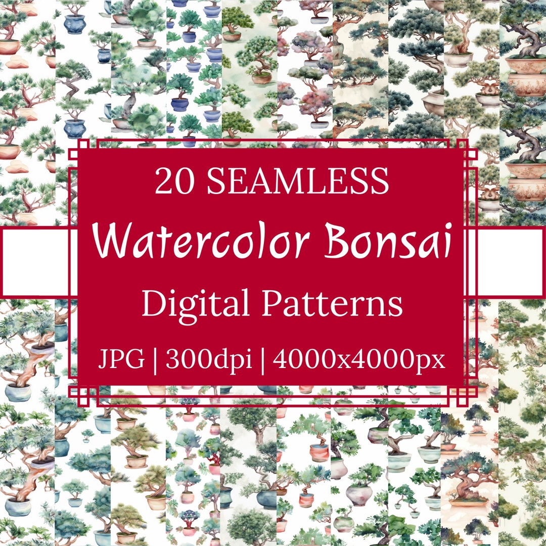 20 Bonsai Patterns - Digital Paper Collection - Seamless Pattern ...