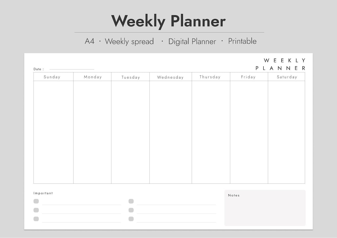 Printable Weekly Planner Minimalist - Etsy