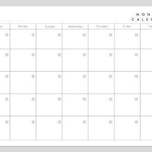 Printable Undated Monthly Calendar Planner Minimalist - Etsy