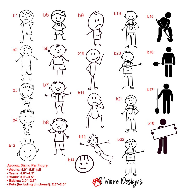 Custom Farm Animal Stick Figure Family Car Decal Personalized Chicken ...