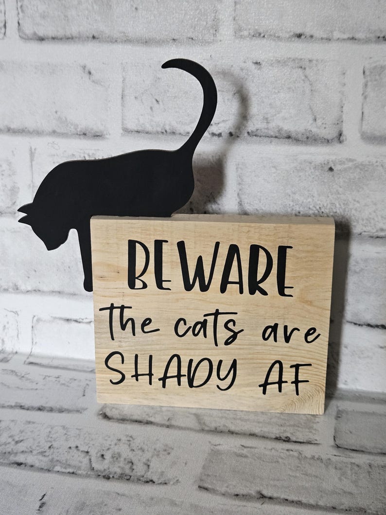 Beware the Cats Are Shady AF Wood Sign 3D Cat Decor Funny Cat Lover ...