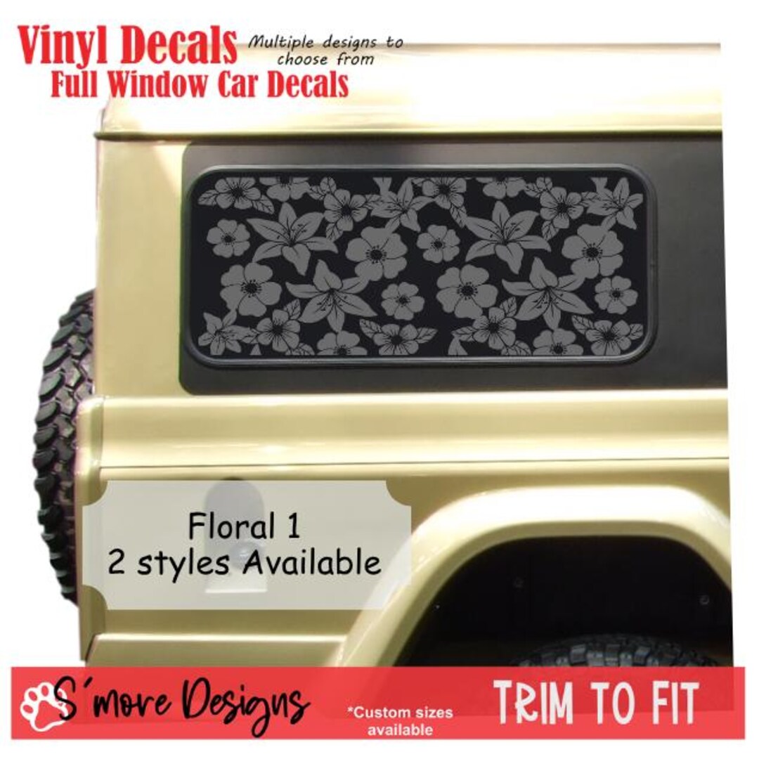 Floral Side Window Decal Vehicle Vinyl Sticker Laptop Sticker Quarter ...