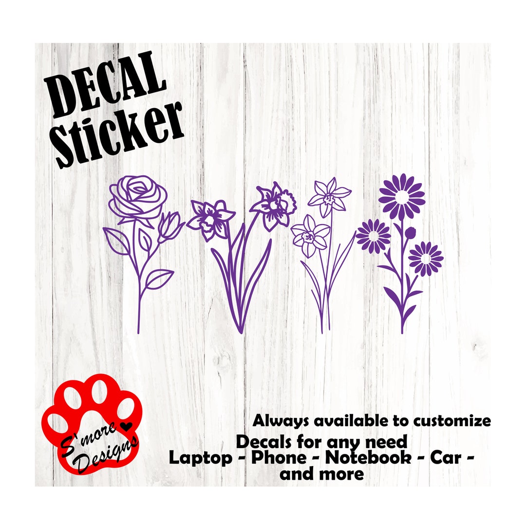 Birth Month Flower Car Decal, Gifts for Her, Sticker, Decal for Mom ...