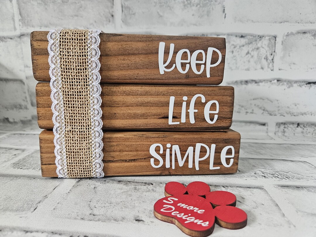 Keep Life Simple Faux Book Stack Shelf Accent Minimalist Home Decor ...