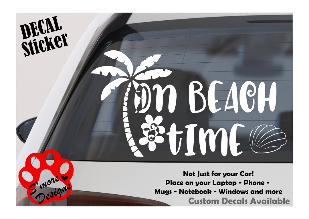 On Beach Time Decal Car Window Sticker Truck SUV Decals Vinyl Sticker ...
