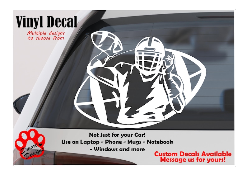 Football Car Decal Sports Vinyl Sticker Football Mom Decal Football Dad ...