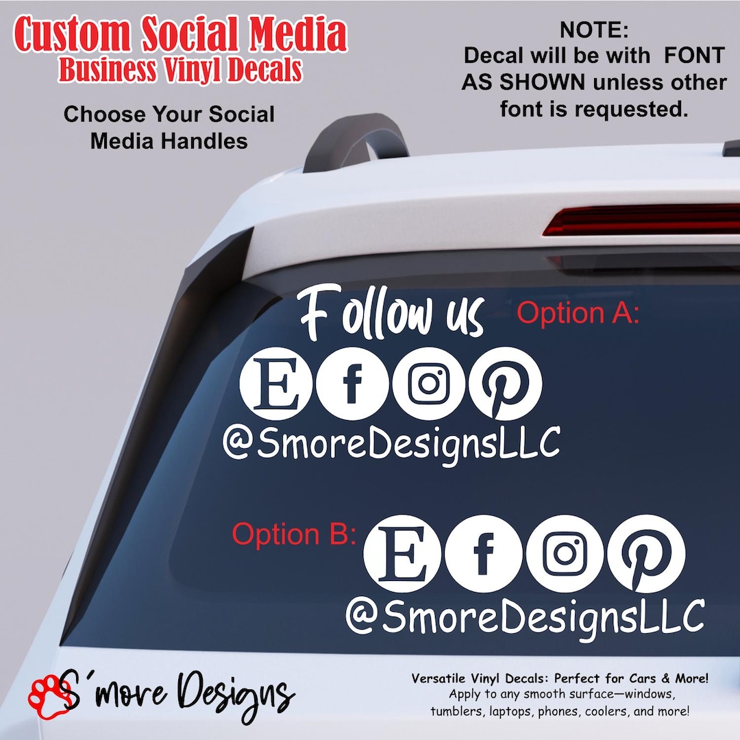 Social Media Handle Car Decal Business Name Sticker Influencer Username ...