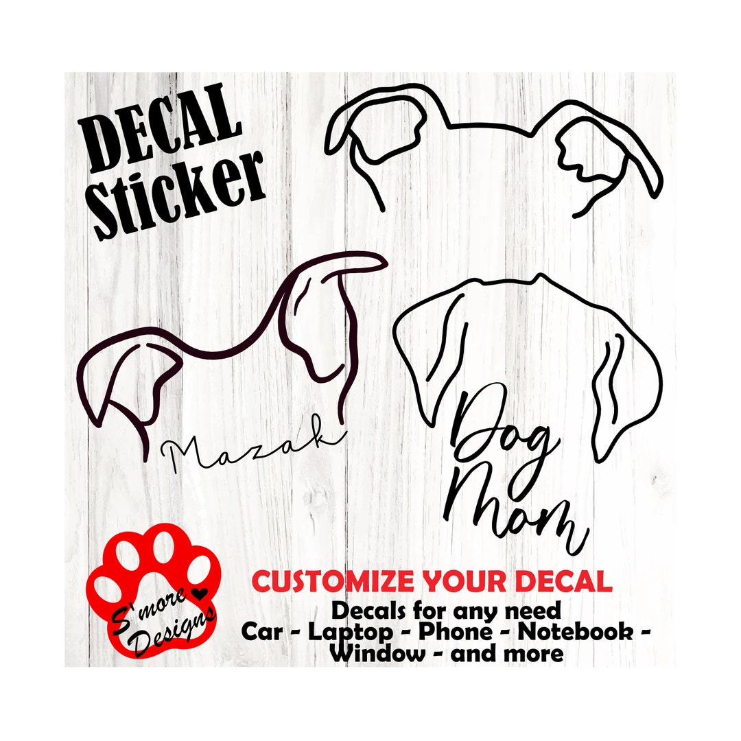 Dog Ear Drawing Decal Dog Ear Silhouette Decal Cute Car Decals ...