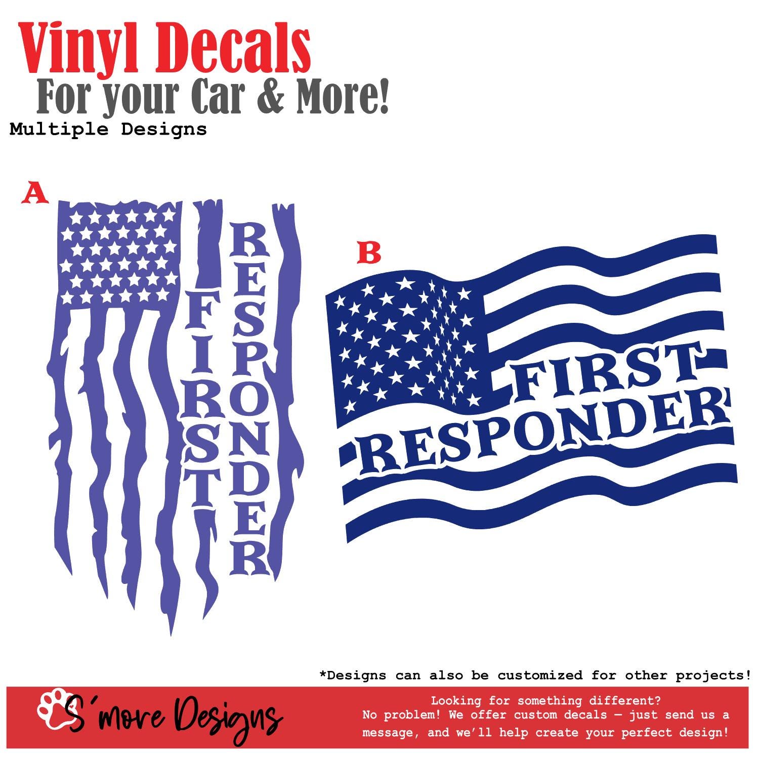 First Responder American Flag Decal, Firefighter Police EMS 911 ...