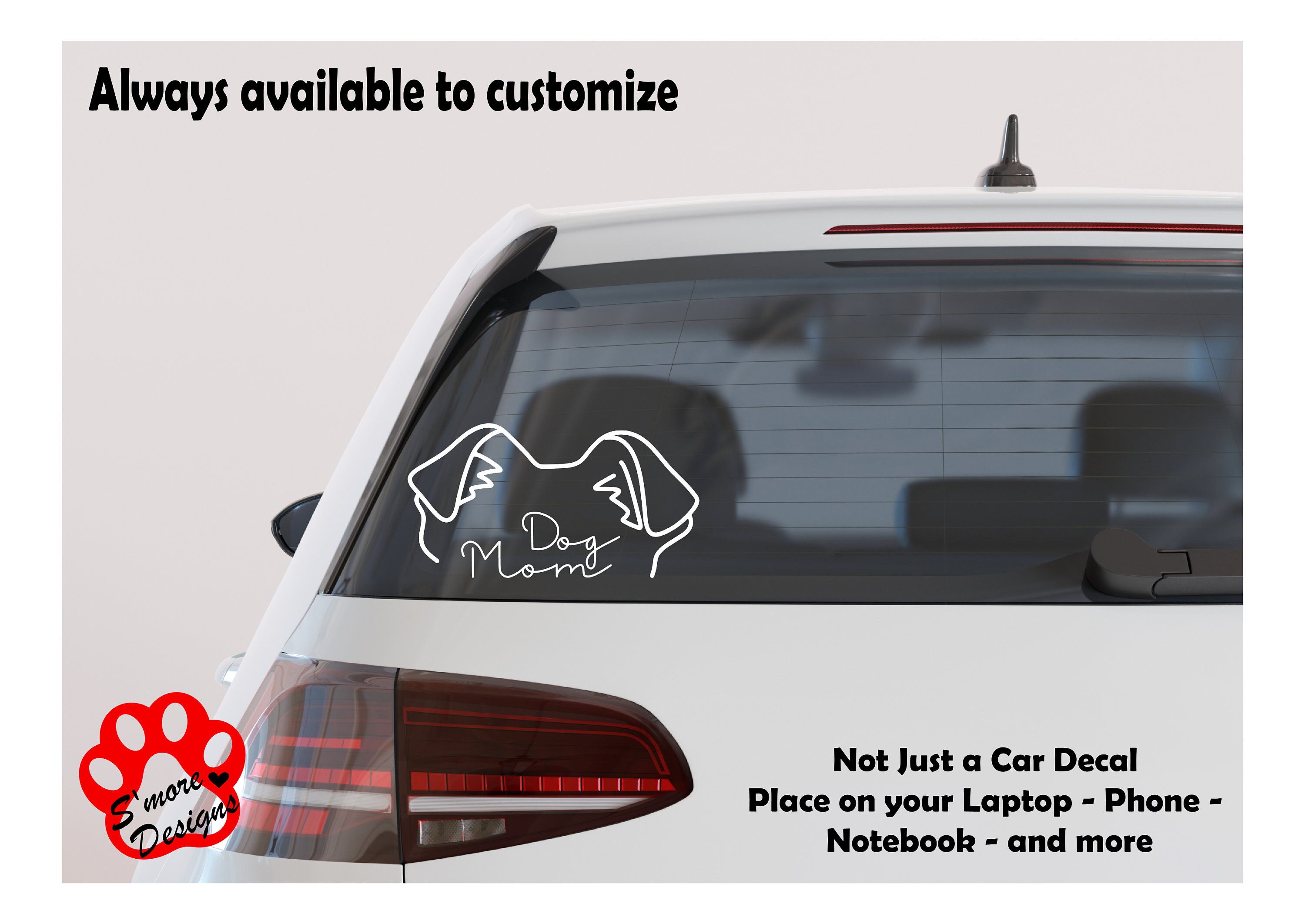 Dog Ear Drawing Decal Dog Ear Silhouette Decal Cute Car Decals ...