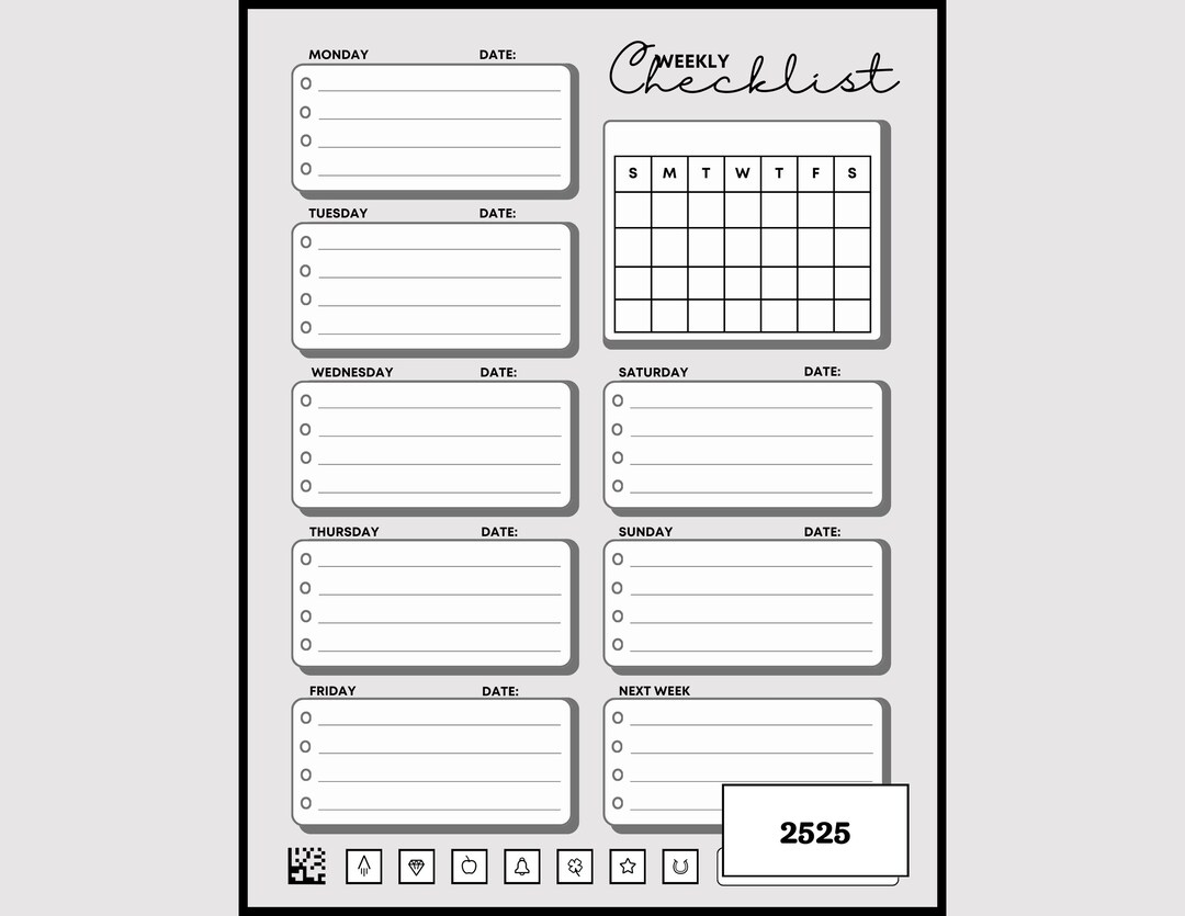 Custom Rocketbook Templates -checklist With Foil Option - Etsy