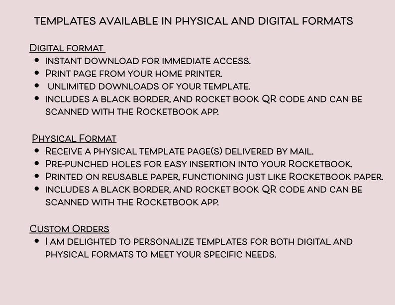 Rocketbook Templates: Custom Letter/executive Size - Etsy