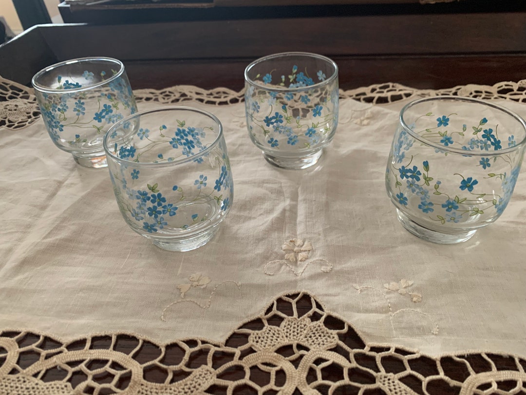 VINTAGE ARCOPAL French Veronica 'forget-me-not' Water Glasses set of ...