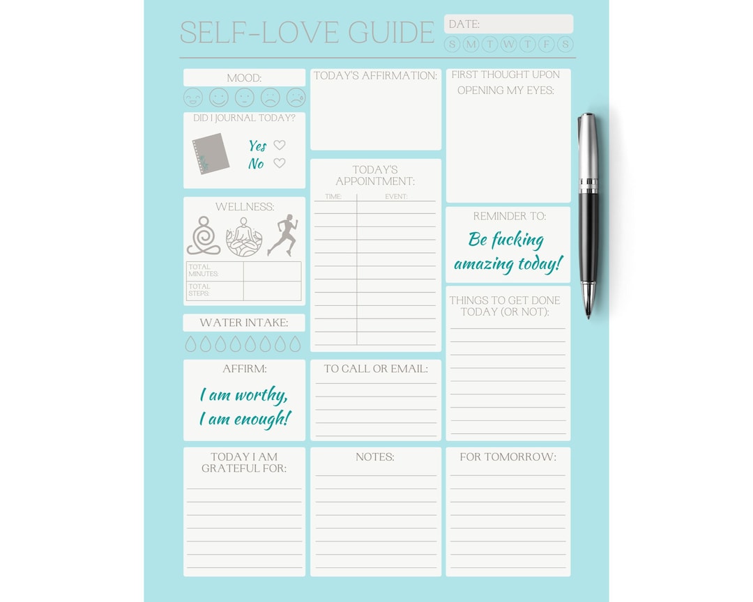 Self-love Daily Worksheet Self Love Personal Development - Etsy