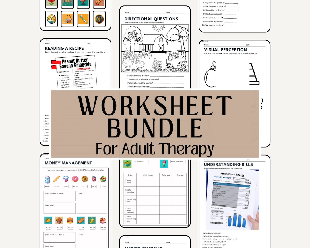 Adult Speech Therapy Worksheets: Language, Cognition, Life Skills (PDF ...