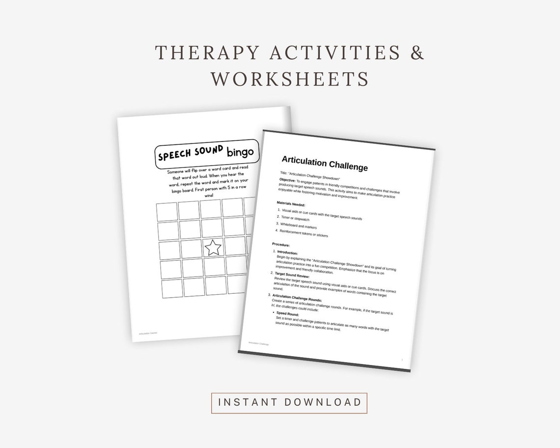 Articulation Speech Sound Production Intervention Activities for ...