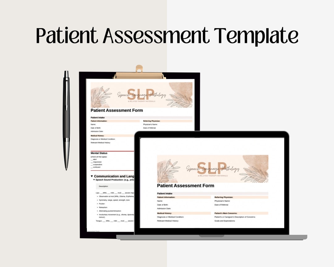 Speech Therapy Patient Assessment Form, Template-notion, Pdf Form ...