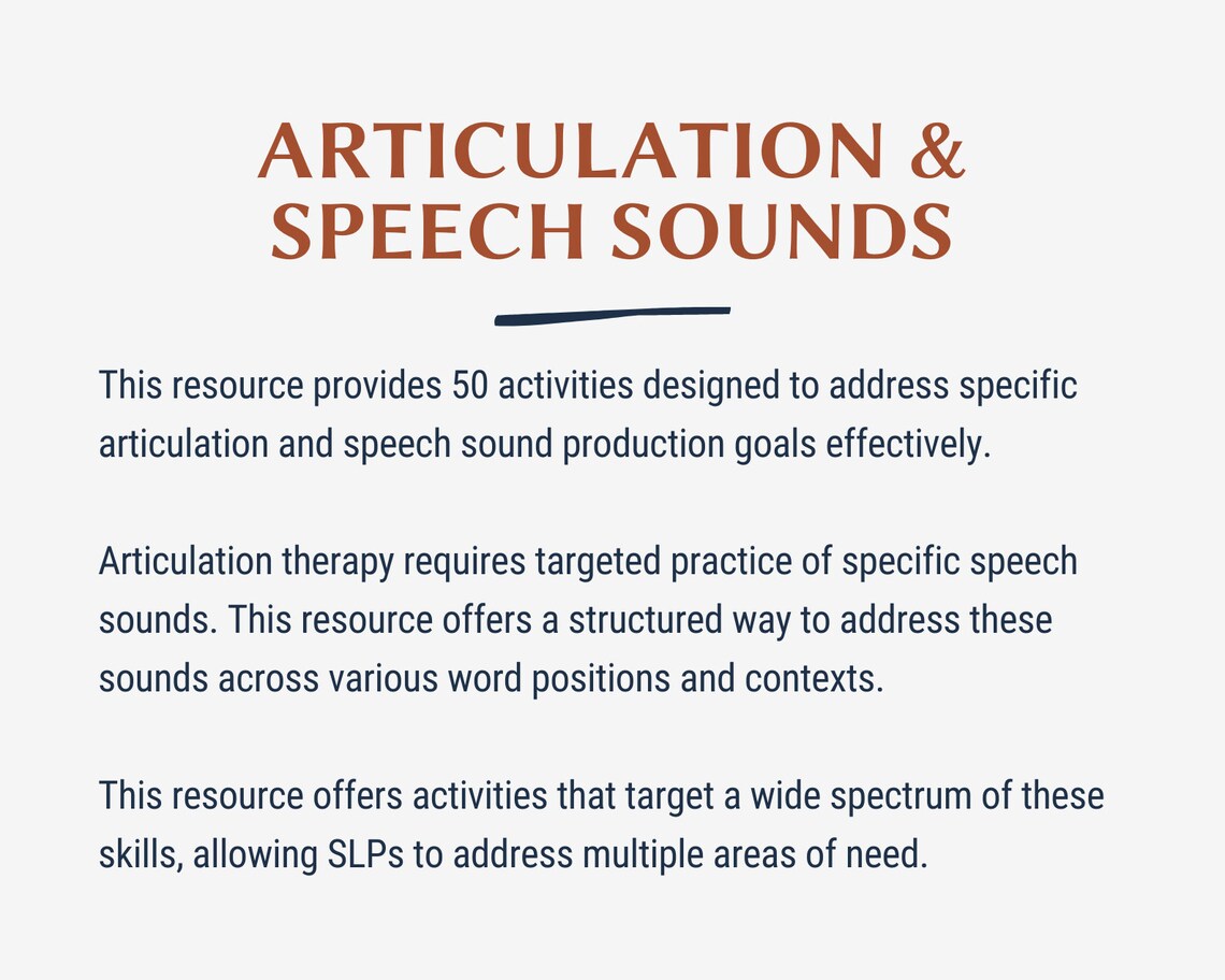 Articulation Speech Sound Production Intervention Activities for ...