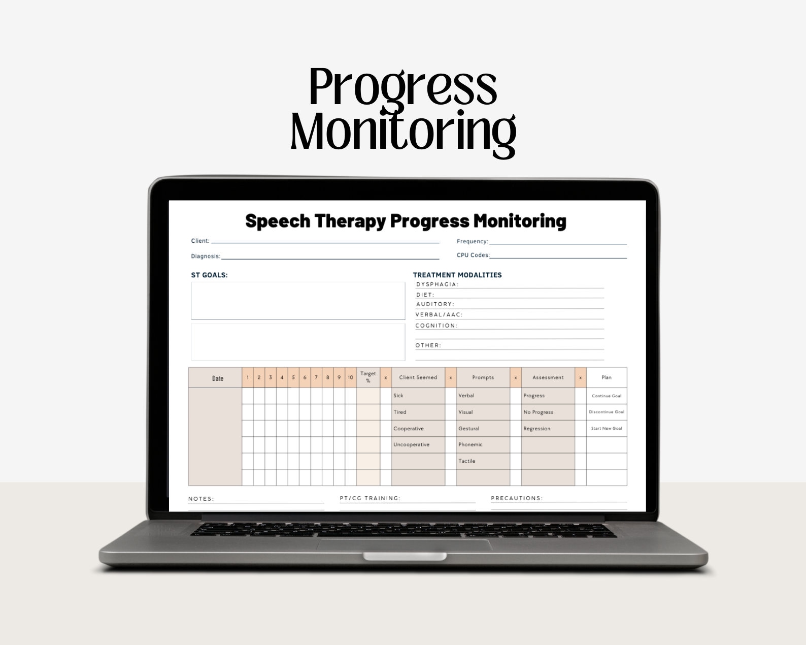 Speech Progress Monitoring Template ¬ion - Medical Slp's Digital ...