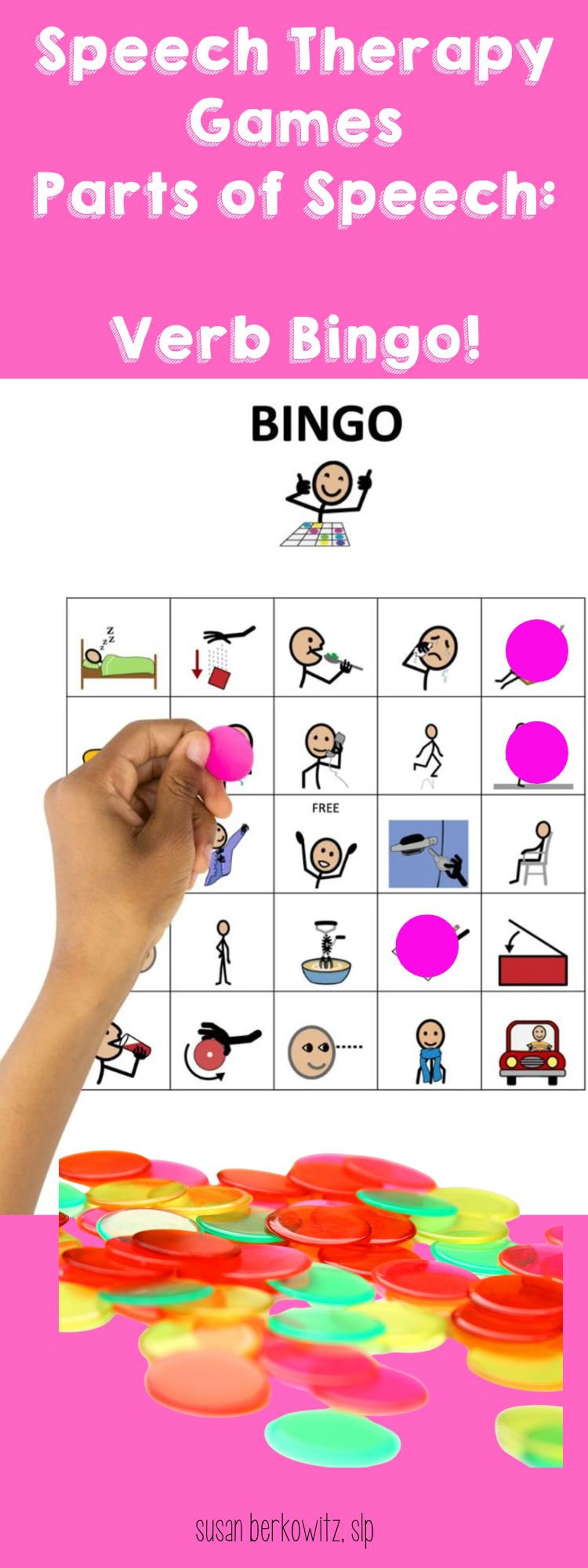 Parts of Speech Therapy Activity Verb Picture Cards Bingo™ Card Game ...