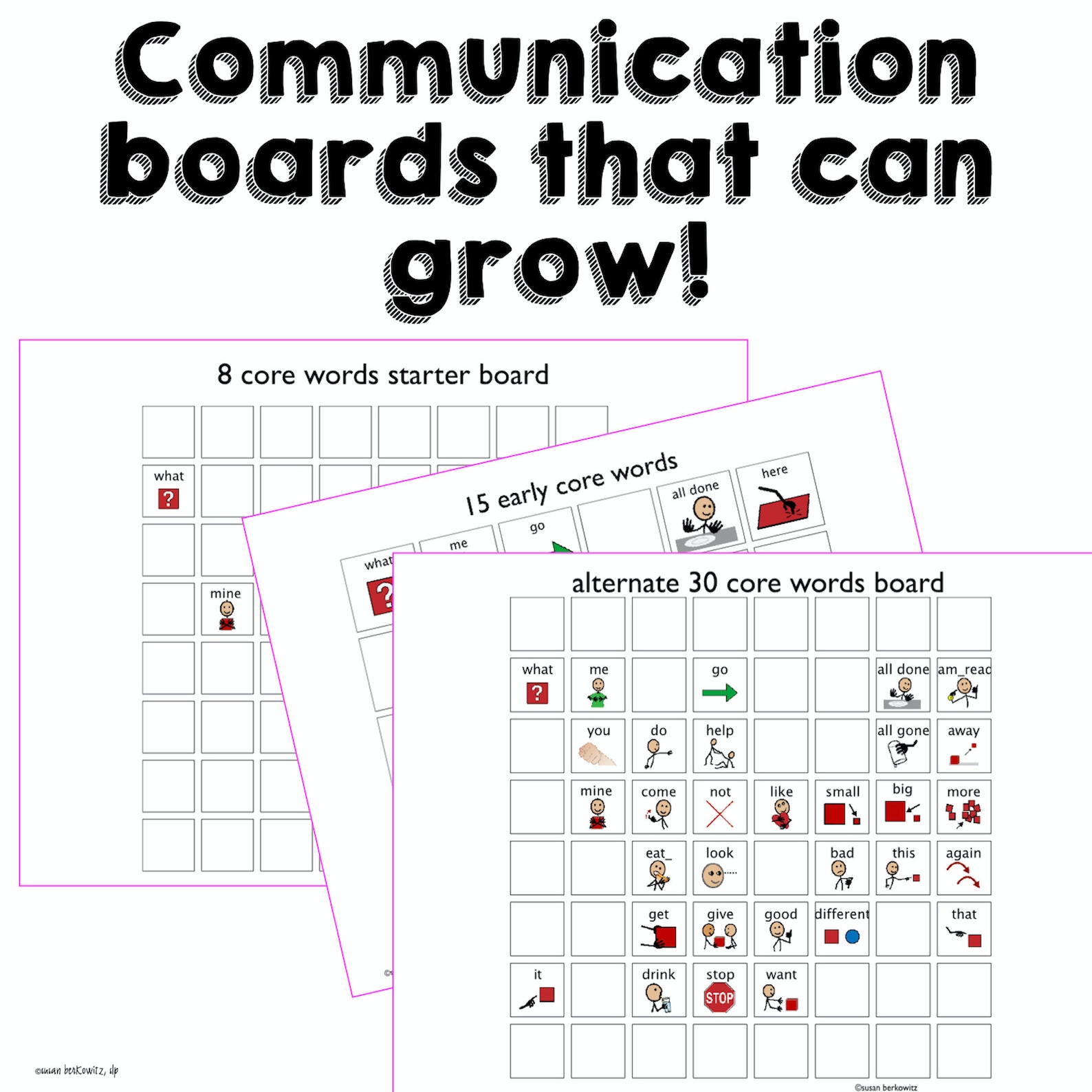 Core Words Communication Boards AAC Core Vocabulary Nonverbal ...