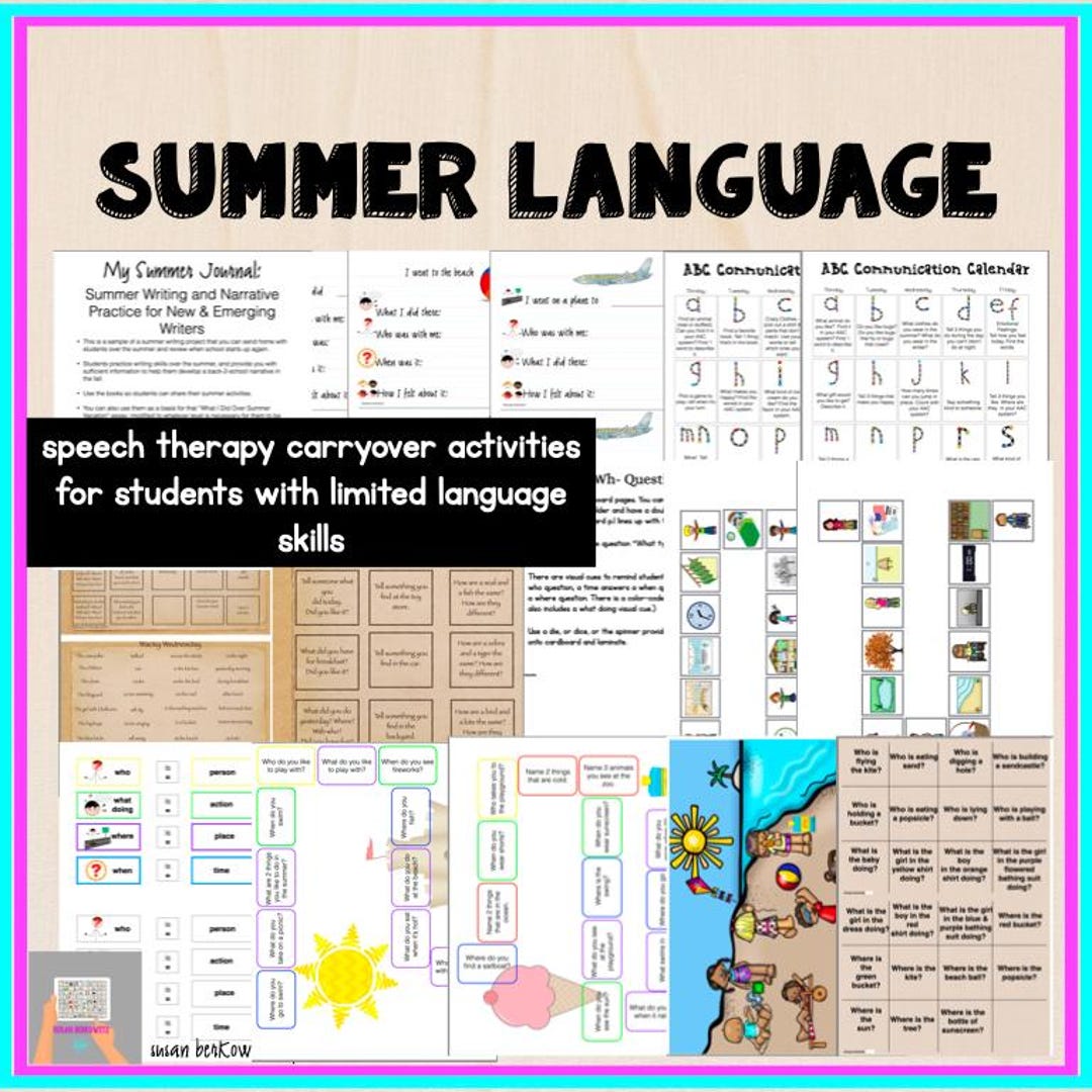 Speech Therapy Summer Activities for Kids Summer Activity Planner ...