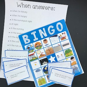 Wh Questions Bingo Game for Speech Therapy Activity for Language ...