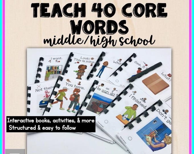AAC Core Words Activity Middle or High School Core Vocabulary Speech ...