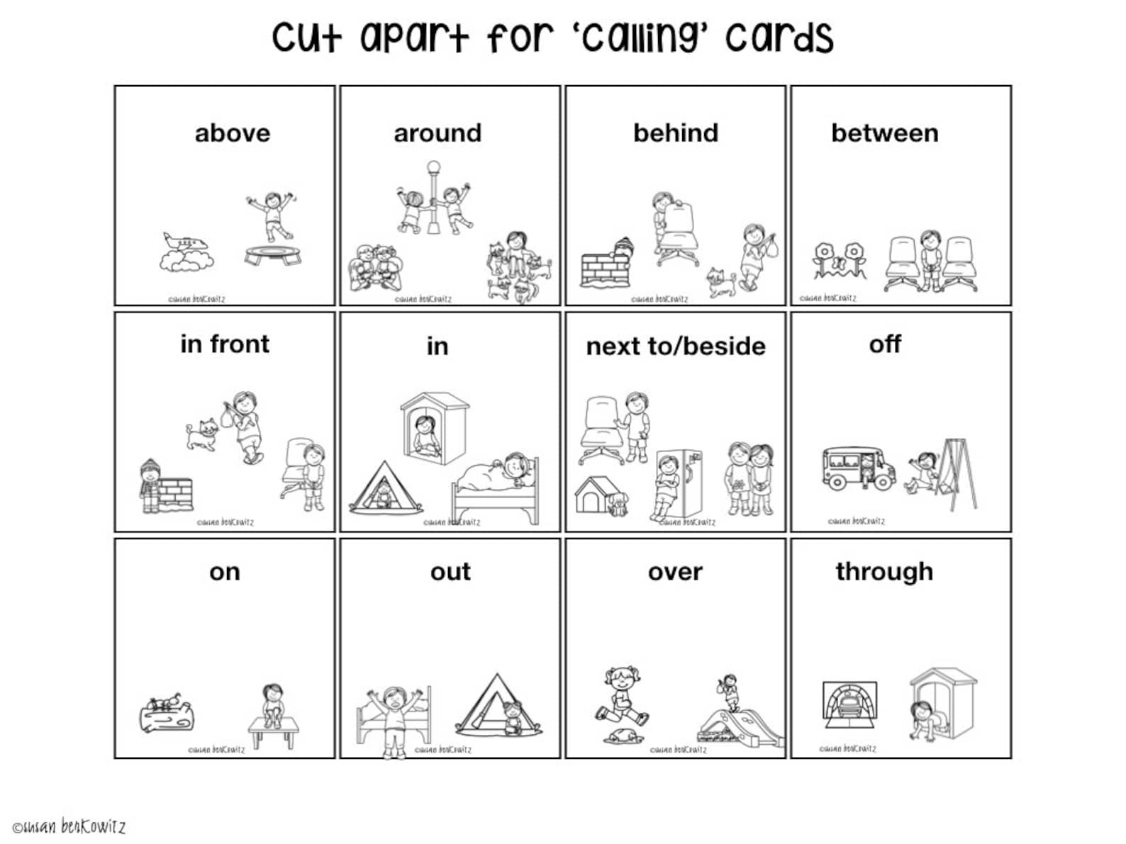 Prepositions Bingo Game for Speech Therapy Activity for Spatial ...