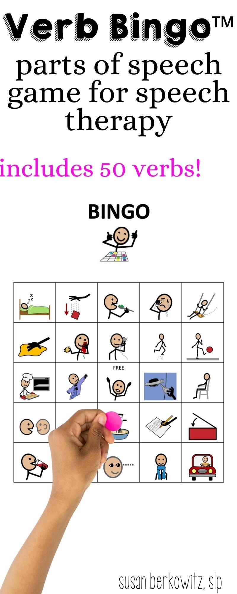 Parts of Speech Therapy Activity Verb Picture Cards Bingo™ Card Game ...