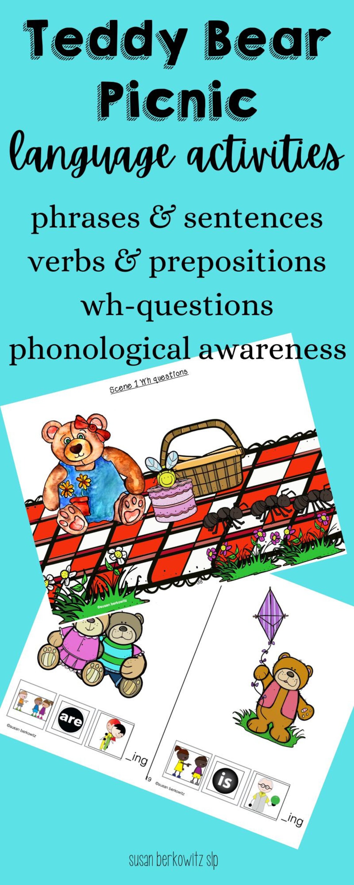 Teddy Bear Picnic Language Activities for Speech Therapy Homeschool or ...