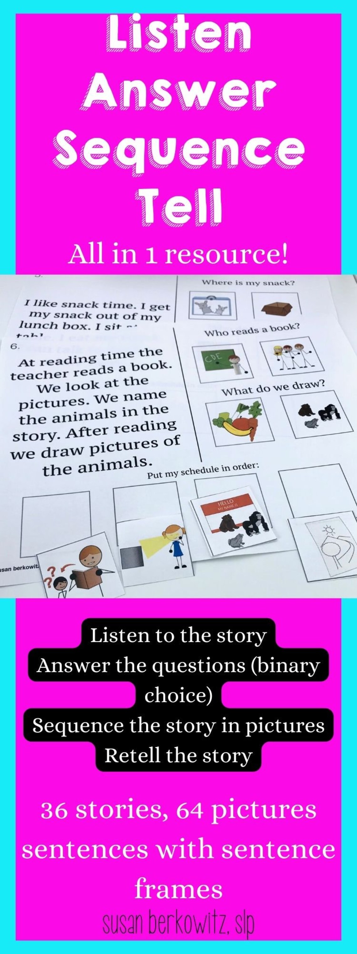 Sequencing Cards Story Retell Template Speech Therapy Printable ...