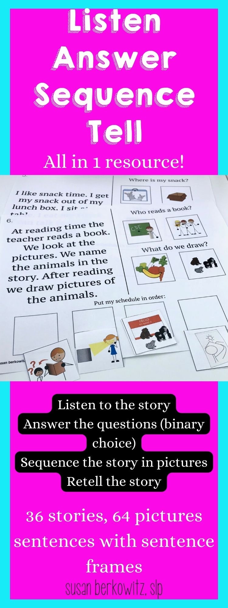 Sequencing Cards Story Retell Template Speech Therapy Printable ...