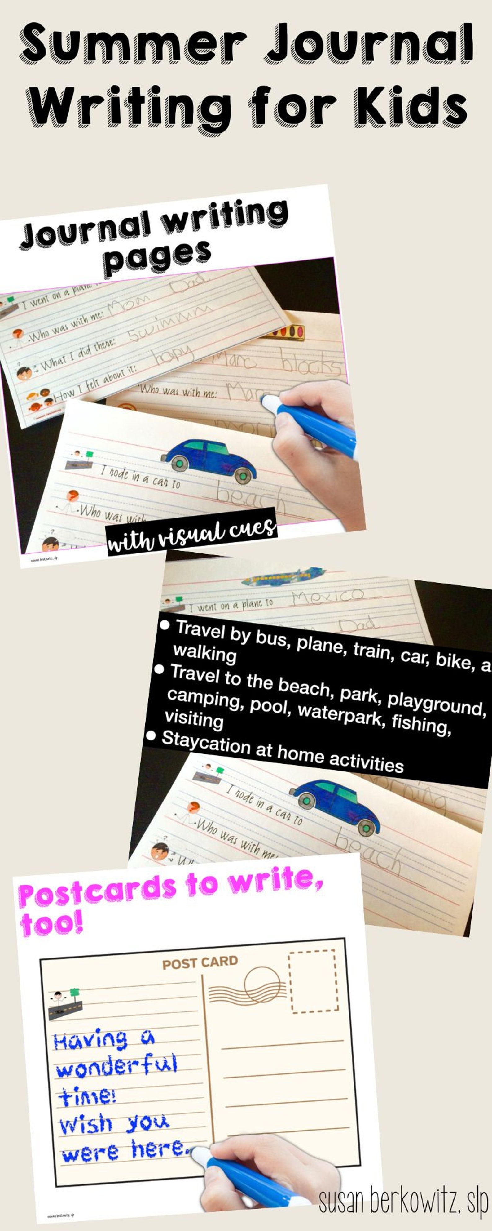 Summer Journal Writing Activity for Kids Speech Therapy Narrative ...