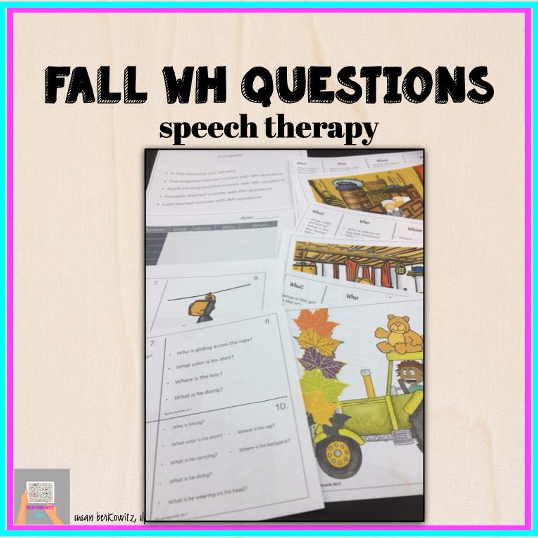 Speech Therapy Fall Wh Questions Activity Special Education Halloween ...