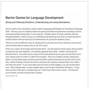 Barrier Language Game Activity Enhance Receptive and Expressive ...