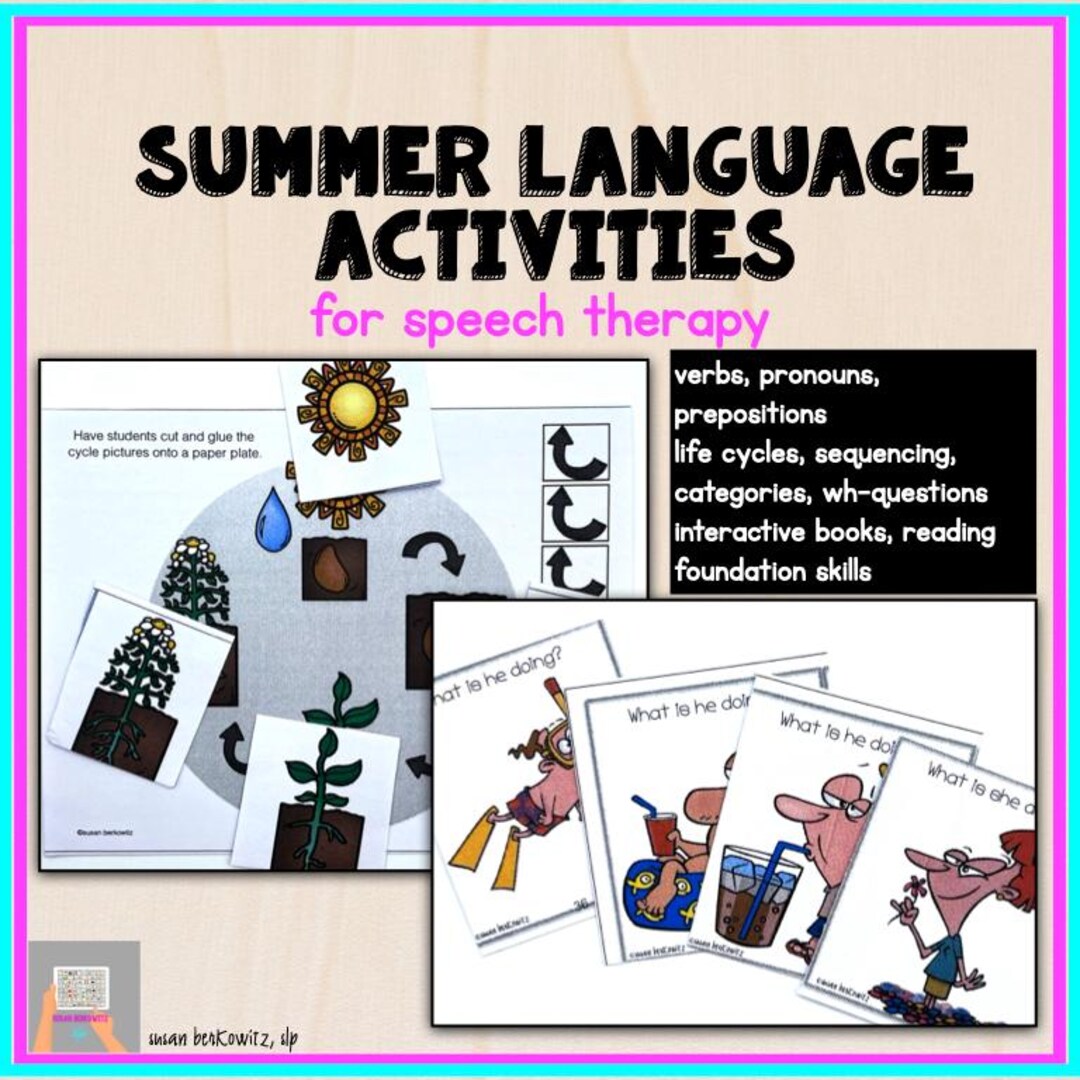 Summer Theme Speech Therapy Activities for Kids Parts of Speech ...